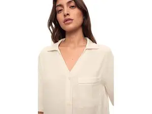 Eberjey Tencel Woven Short Sleeve Top Pajama Whitecap Grey