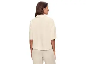 Eberjey Tencel Woven Short Sleeve Top Pajama Whitecap Grey