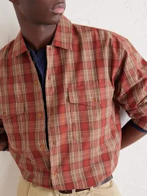 FRIZMWORKS Checked Cotton Shirt - Orange