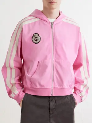 424 Academy Logo-appliquéd Cotton-jersey Zip-up Hoodie