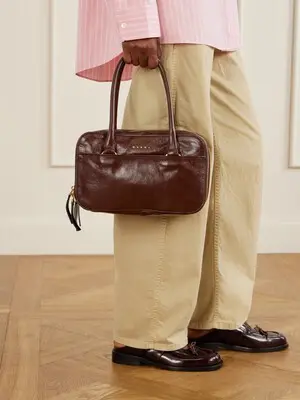 Marni Bauletto Small Leather Tote - Brown