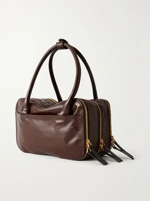 Marni Bauletto Small Leather Tote - Brown