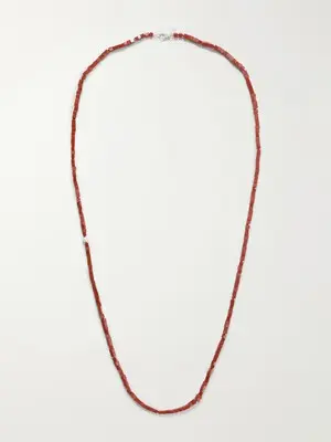 Le Sundial Sterling Silver, Jasper And Pearl Necklace - Red