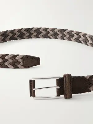 Anderson's 3.5 Cm Suede-trimmed Woven Belt