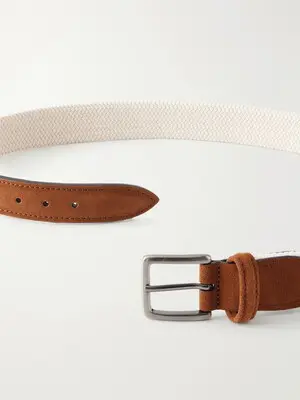 Anderson's 3.5 Cm Leather-trimmed Woven Belt