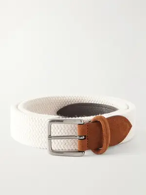 Anderson's 3.5 Cm Leather-trimmed Woven Belt - Neutrals