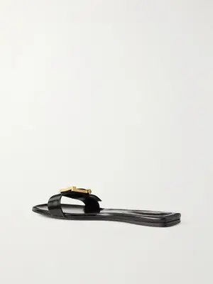 Khaite Manhattan Buckled Leather Flat Sandals