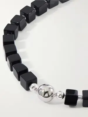 JULIETTA Oro Rhodium-plated Shell And Onyx Necklace