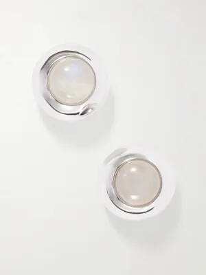 JULIETTA Bombé Rhodium-plated Moonstone Earrings - Silver