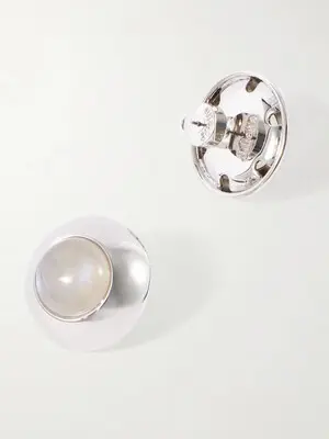 JULIETTA Bombé Rhodium-plated Moonstone Earrings
