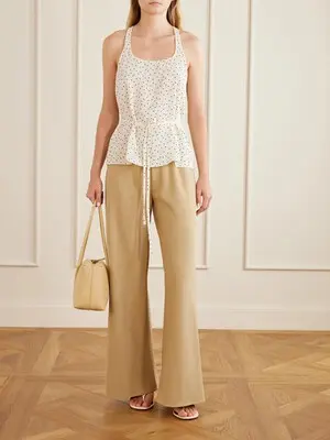 Theory Belted Polka-dot Halterneck Tank