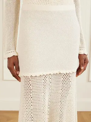 Escvdo Mural Crocheted Cotton Midi Skirt