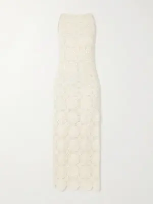 Escvdo Siula Crocheted Cotton Halterneck Maxi Dress - Neutrals