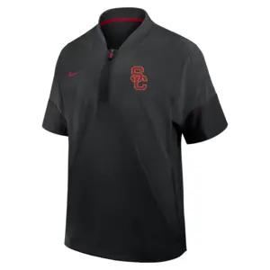 Nike Usc Sideline Coach College 1/2-zip Short-sleeve Hooded Jacket - Black