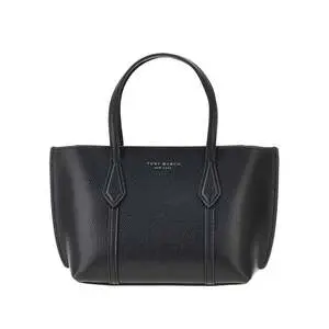 Tory Burch Perry Mini Shopping Bag In Grained Leather - Black