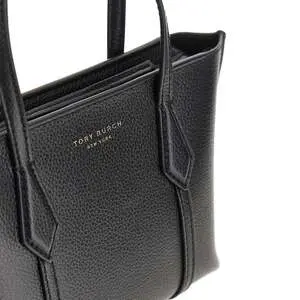 Tory Burch Perry Mini Shopping Bag In Grained Leather - Black