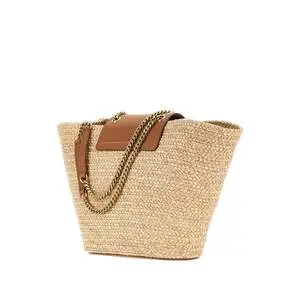 Saint Laurent Manon Raffia Basket Bag - Beige