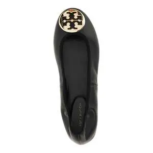 Tory Burch Reva Nappa Leather Ballerinas With Gold-finished Medallion - Black