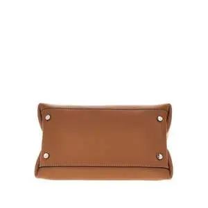 TOD'S Grained Leather Micro Shopping Bag With T Timeless Charm - Brown