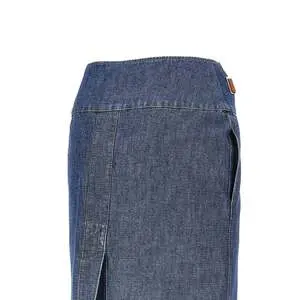 Fendi Chambray Skirt With Leather Tabs