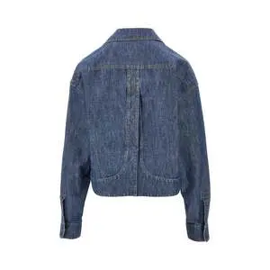Fendi Chambray Short Jacket With Leather Pocket