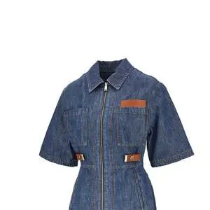 Fendi Chambray Mini Dress With Leather Details