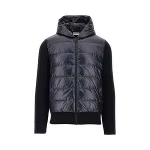 Moncler Padded Nylon And Wool Cardigan - Blue