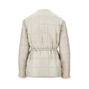 Moncler Reversible Quilted Down Jacket With Faux Fur Trim - Beige