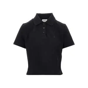 Saint Laurent Cropped Polo Shirt - Black