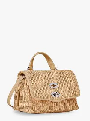 ZANELLATO Postina Baby Wicker And Leather Handheld Bag
