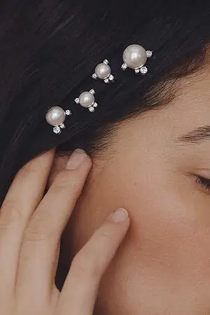 Nadri Pearl And Crystal Bobby Pins, Set Of 5 - Silver