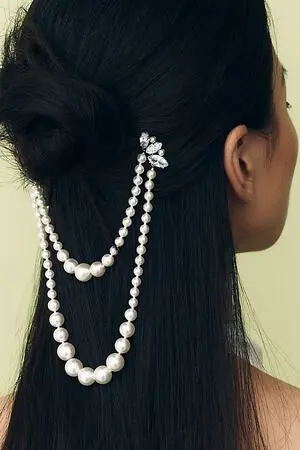 Nadri Pearl Hair Pins With Crystal Embellishments - Silver