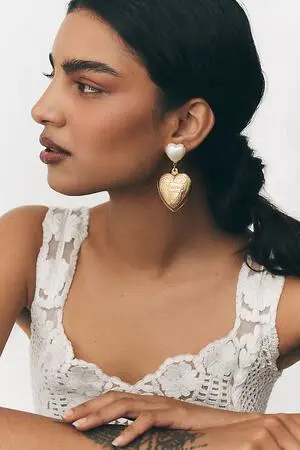 Anthropologie The Pk Reef Forever Yours Locket Drop Earrgs