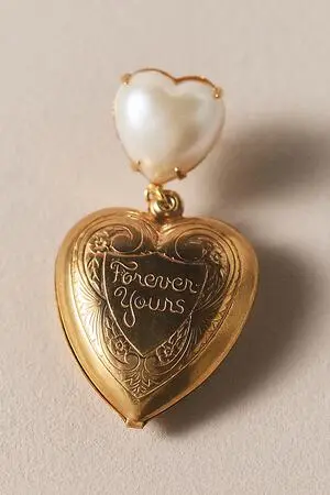 Anthropologie The Pink Reef Forever Yours Locket Drop Earrings