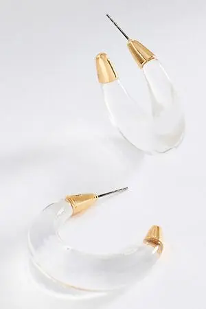 Anthropologie Tipped Res Hoop Earrgs - Clear