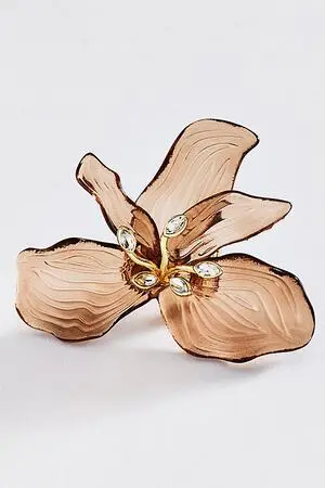Anthropologie Sculpted Floral Earrgs - Brown