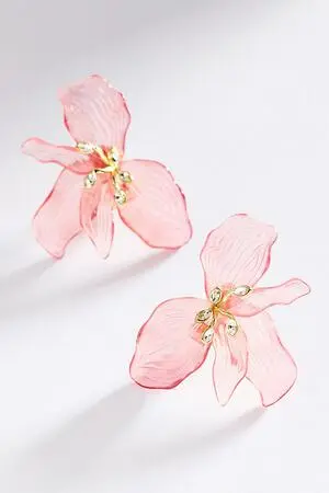 Anthropologie Sculpted Floral Earrgs Pink