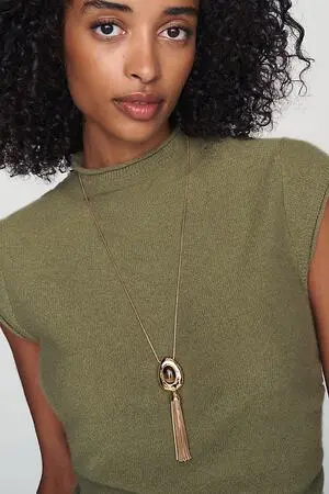Anthropologie Organic Stone Pendant Necklace - Clear