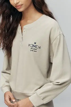 Anthropologie All Time Favorite Del Mar Henley Top - Moss