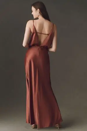Bhldn Plunge Open-back Slip Maxi Dress