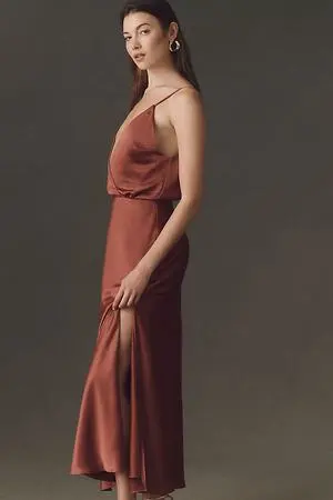 Bhldn Plunge Open-back Slip Maxi Dress