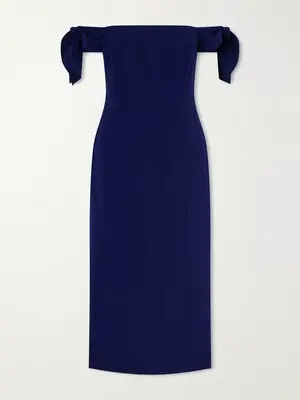 Carolina Herrera Off-the-shoulder Crepe Midi Dress - Blue