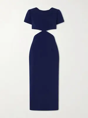 Carolina Herrera Bow-embellished Cut-out Crepe Midi Dress - Blue