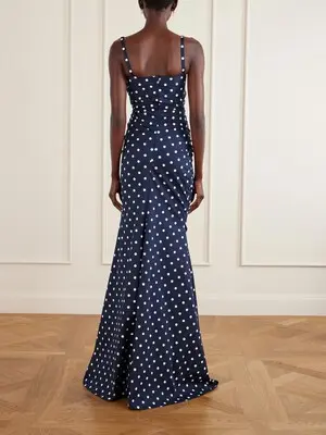 Carolina Herrera Gathered Polka Dot Cotton-blend Twill Gown