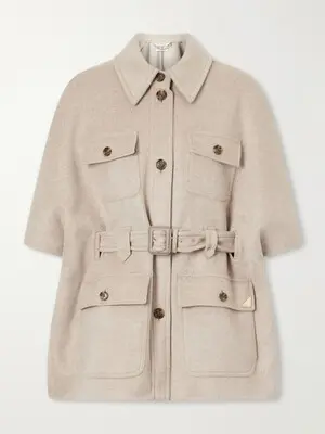 Max Mara Belted Cashmere Cape - Gray