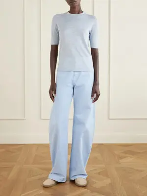 Gabriela Hearst Chryse Cashmere, Silk, And Hemp-blend Sweater - Blue