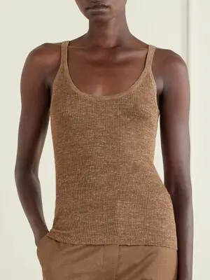 Gabriela Hearst Cinxia Ribbed Cashmere, Silk, And Hemp-blend Tank - Brown