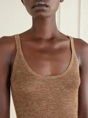 Gabriela Hearst Cinxia Ribbed Cashmere, Silk, And Hemp-blend Tank - Brown