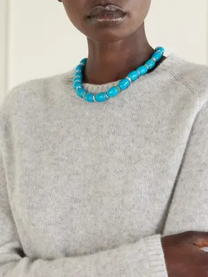 JULIETTA Donna Rhodium-plated Turquoise And Crystal Beaded Necklace - Blue