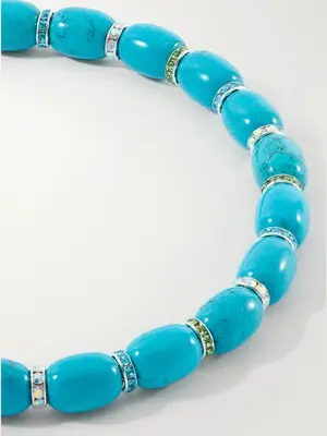 JULIETTA Donna Rhodium-plated Turquoise And Crystal Beaded Necklace - Blue
